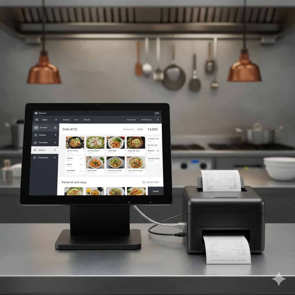 Restaurant POS system connects printer - OrderC ระบบร้านอาหาร Cloud
